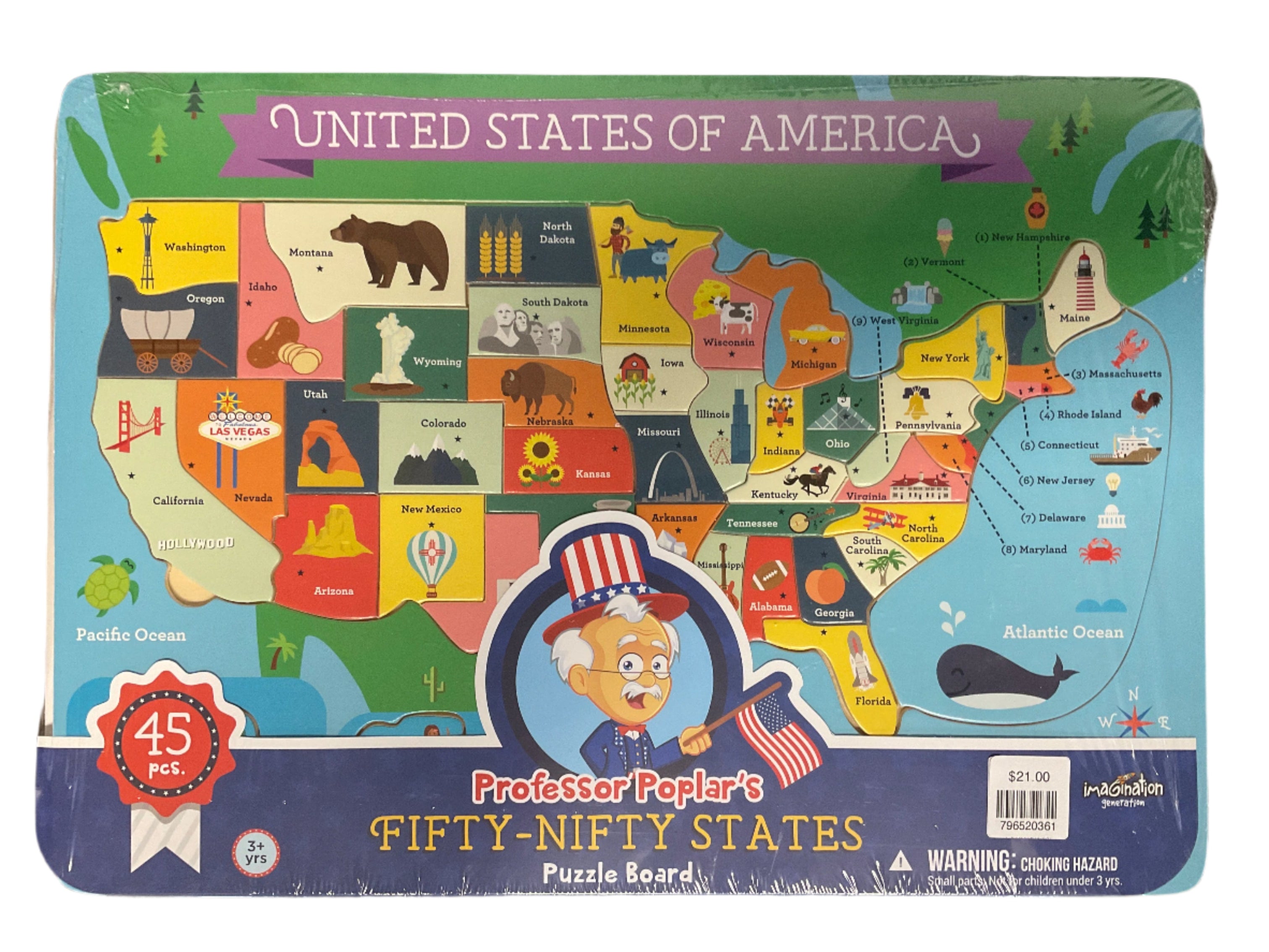 Fifty-Nifty States Puzzle Board